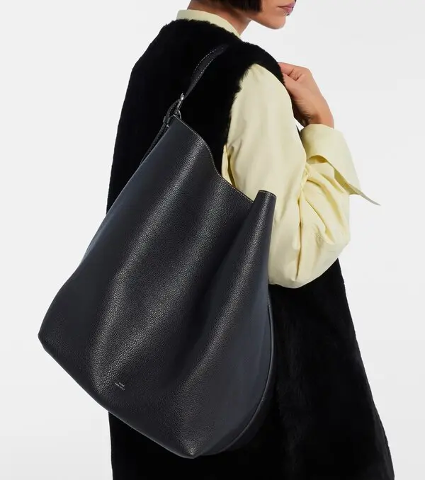 TOTEME Belted Leather Tote Bag - Black