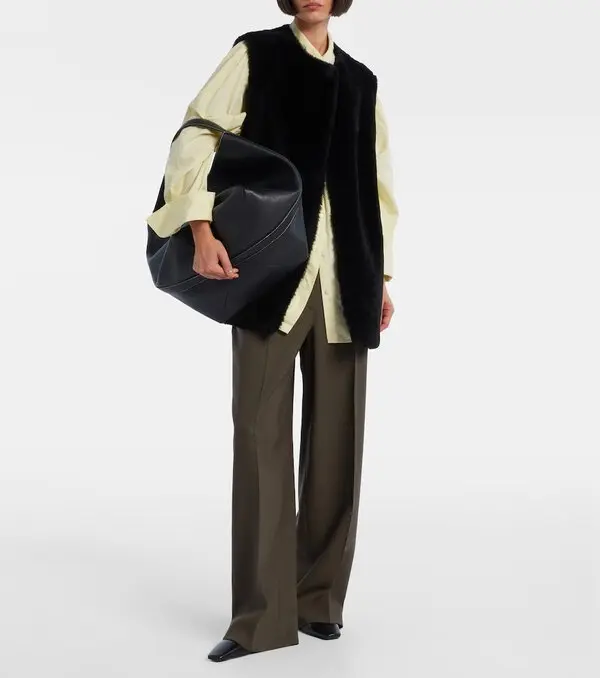 TOTEME Belted Leather Tote Bag - Black