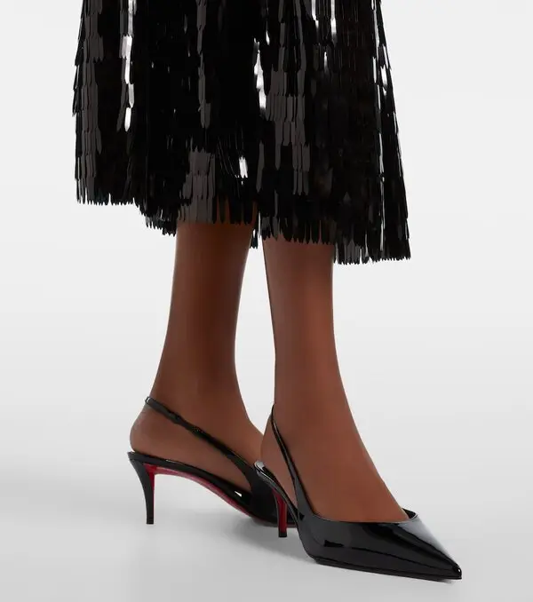 CHRISTIAN LOUBOUTIN Miss Z 60 Patent Leather Slingback Pumps - Black