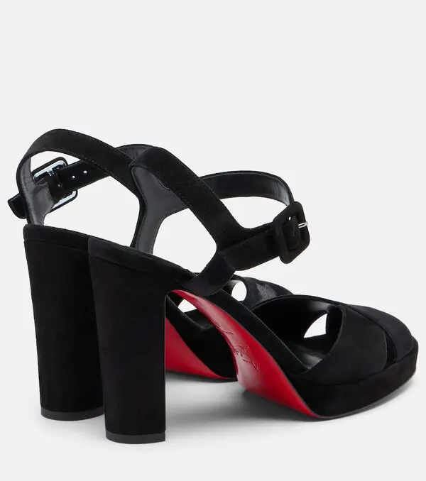 CHRISTIAN LOUBOUTIN Cora 100 Suede Sandals - Black