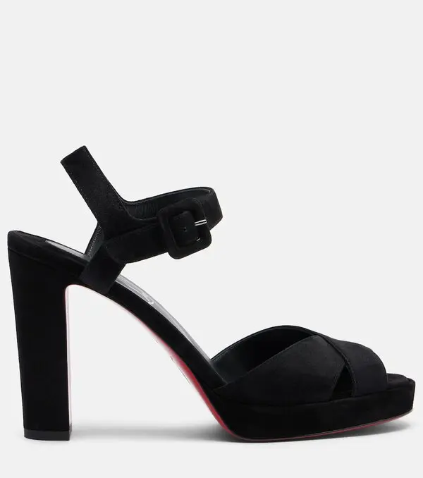 CHRISTIAN LOUBOUTIN Cora 100 Suede Sandals - Black