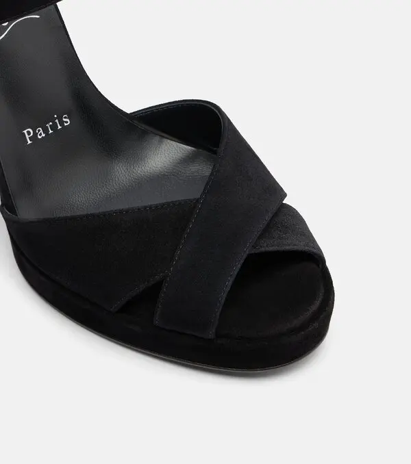 CHRISTIAN LOUBOUTIN Cora 100 Suede Sandals - Black