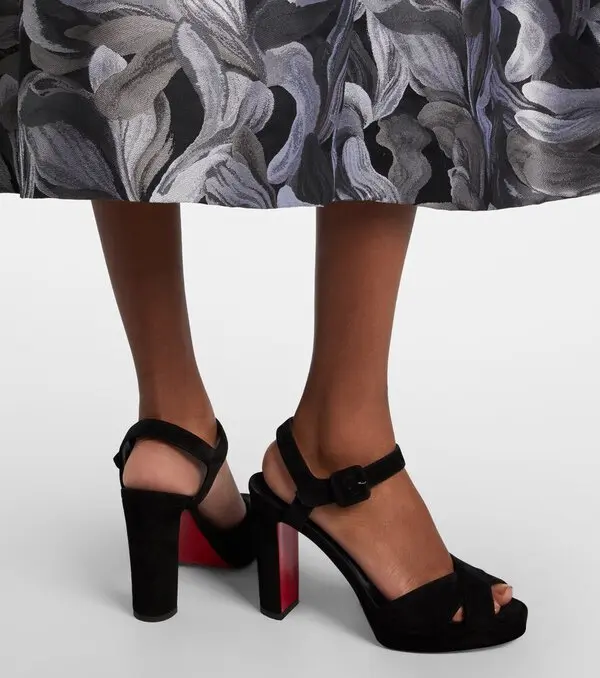 CHRISTIAN LOUBOUTIN Cora 100 Suede Sandals - Black