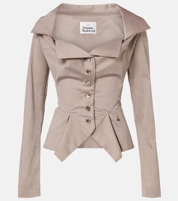 VIVIENNE WESTWOOD Monday Peplum Cotton Poplin Shirt - Brown