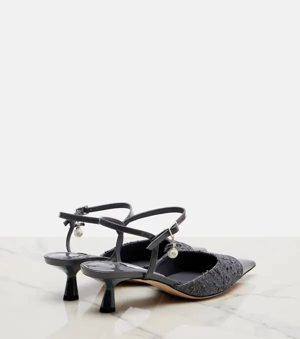 JIMMY CHOO Aren Tweed And Leather Slingback Pumps