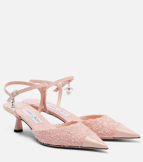 JIMMY CHOO Aren Tweed Slingback Pumps - Pink