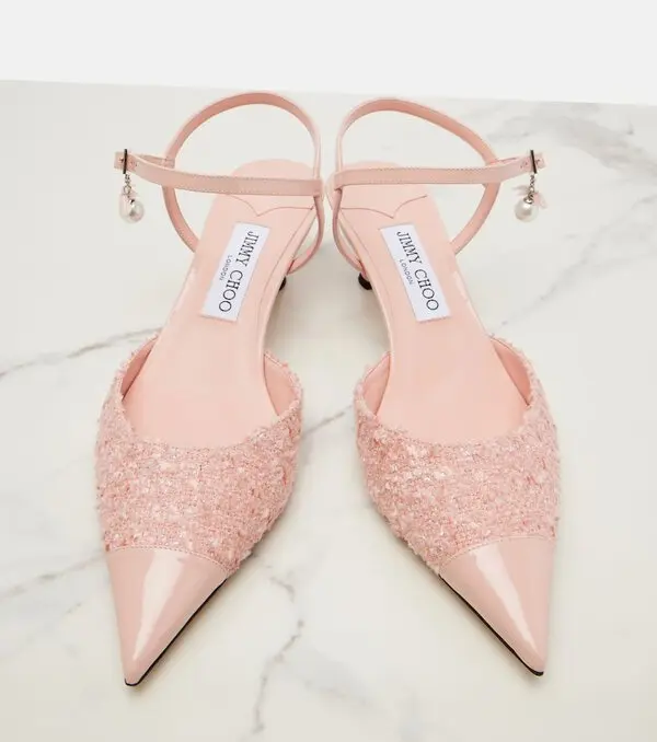 JIMMY CHOO Aren Tweed Slingback Pumps - Pink