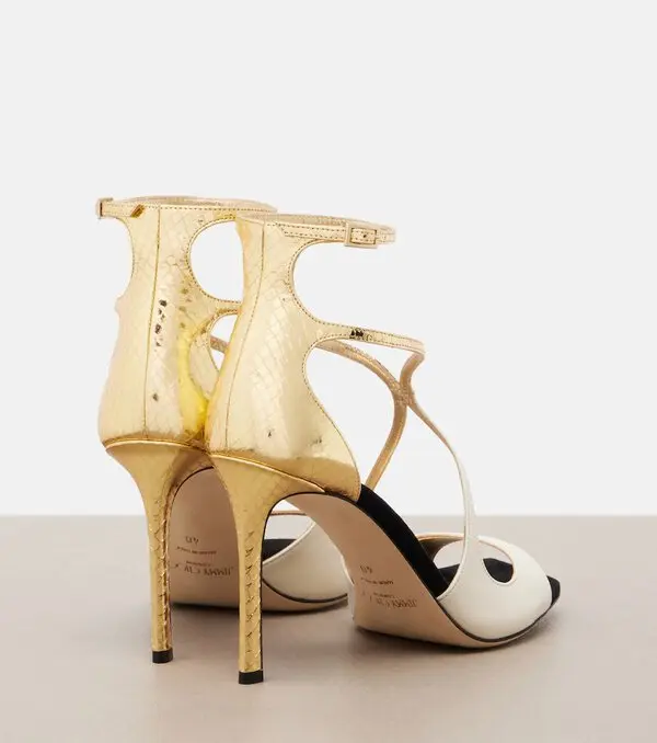 JIMMY CHOO Azia Leather Sandals - White