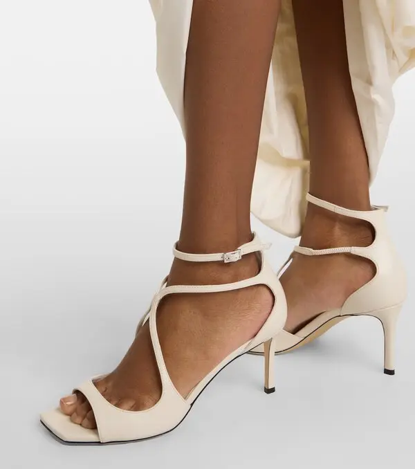 JIMMY CHOO Azia Leather Sandals - White