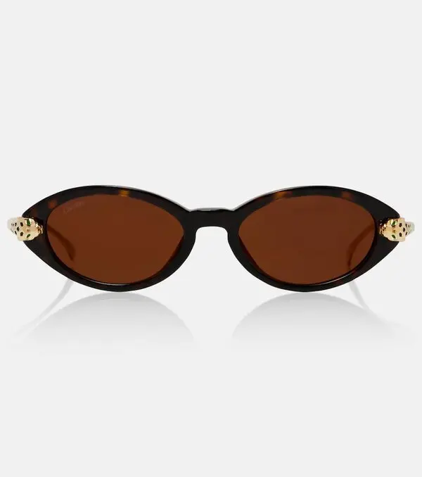 CARTIER Panthère De Oval Sunglasses - Brown