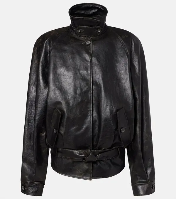 Magda Butrym Belted Leather Jacket - Black