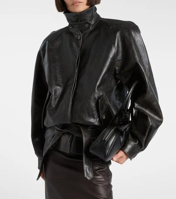 Magda Butrym Belted Leather Jacket - Black