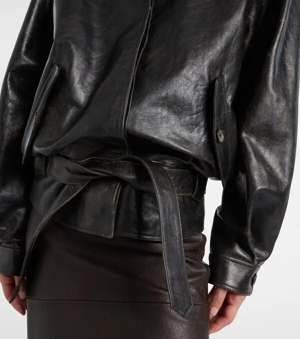Magda Butrym Belted Leather Jacket - Black