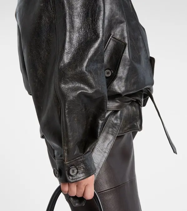 Magda Butrym Belted Leather Jacket - Black