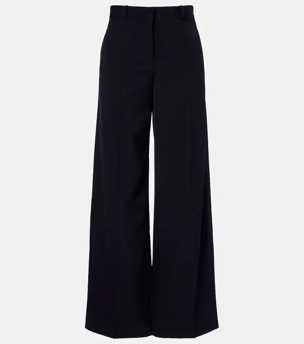 THE ROW Dender Wool Gabardine Wide-leg Pants - Blue