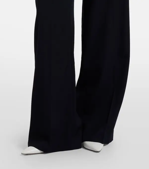THE ROW Dender Wool Gabardine Wide-leg Pants - Blue