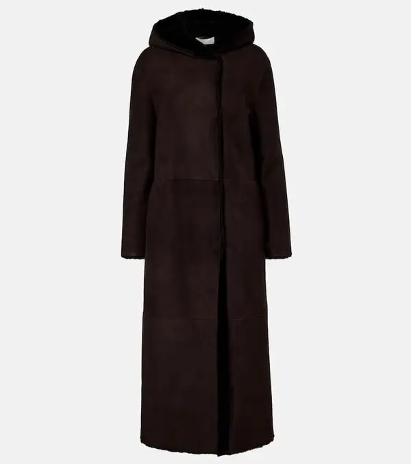 THE ROW Anaya Hooded Suede Coat - Brown