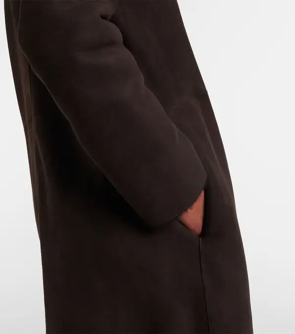 THE ROW Anaya Hooded Suede Coat - Brown