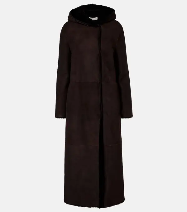 THE ROW Anaya Hooded Suede Coat - Brown