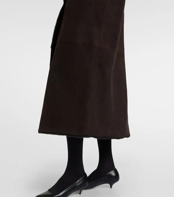 THE ROW Anaya Hooded Suede Coat