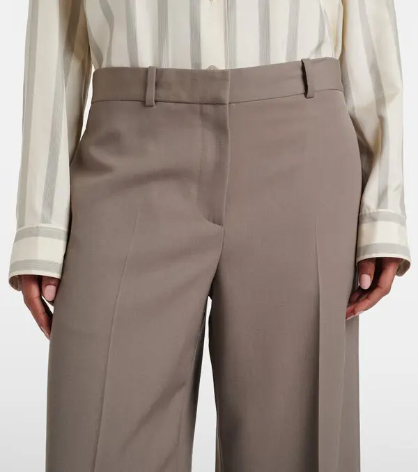THE ROW Dender Wool Wide-leg Pants - Grey