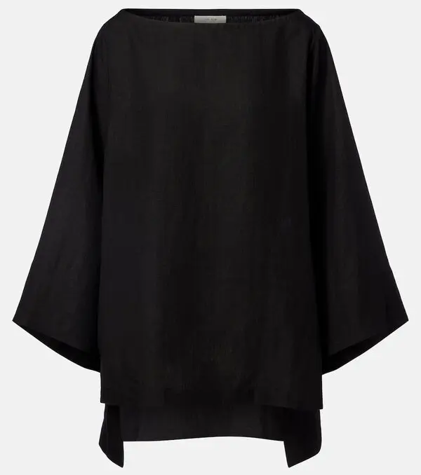 THE ROW Junia Linen Top - Black