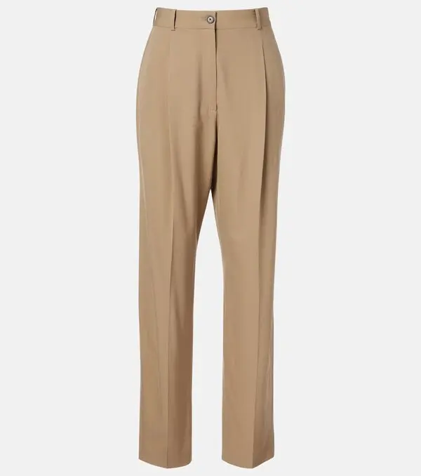 THE ROW Gianni Wool Straight Pants - Beige