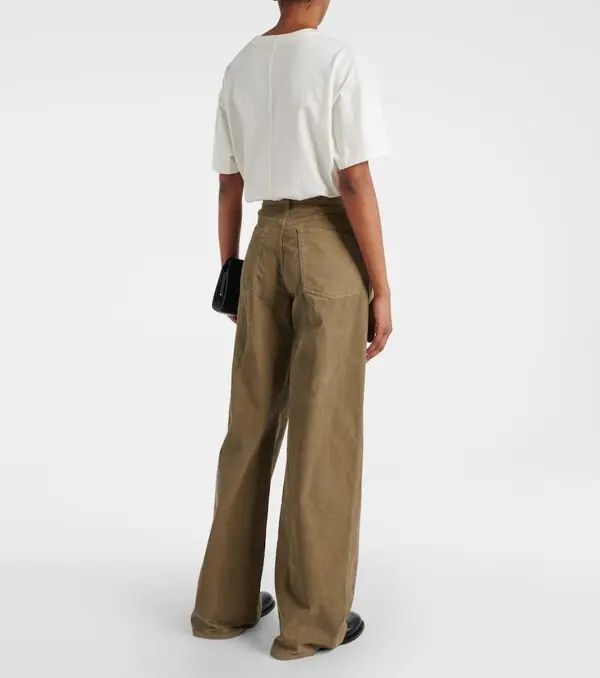 THE ROW Eglitta Cotton Corduroy Wide-leg Pants - Green