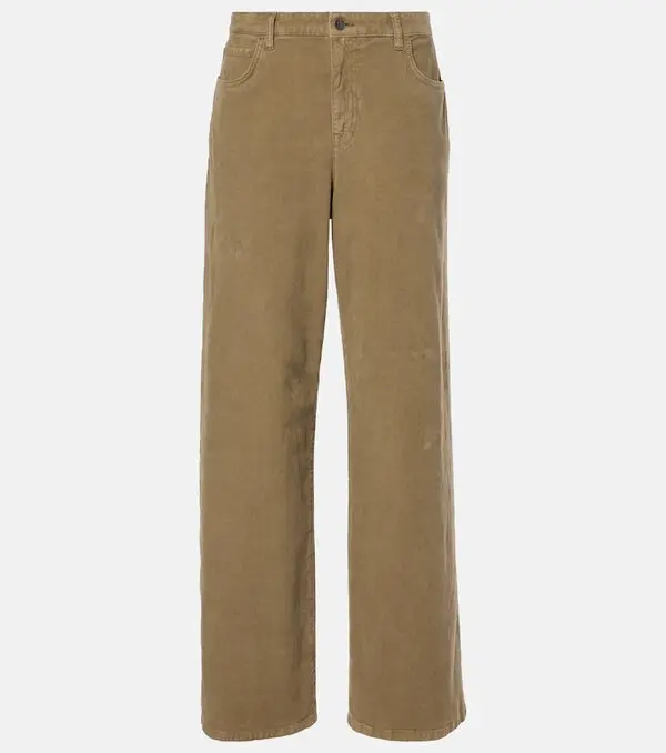 THE ROW Eglitta Cotton Corduroy Wide-leg Pants - Green