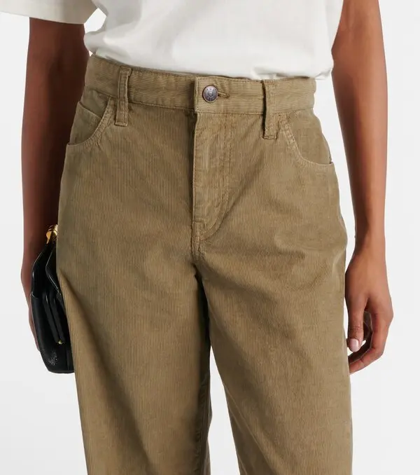 THE ROW Eglitta Cotton Corduroy Wide-leg Pants - Green