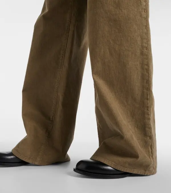 THE ROW Eglitta Cotton Corduroy Wide-leg Pants - Green