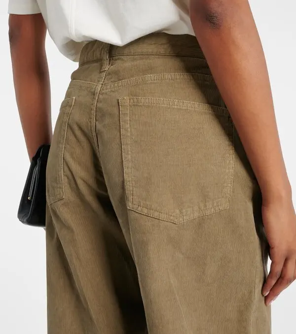 THE ROW Eglitta Cotton Corduroy Wide-leg Pants - Green