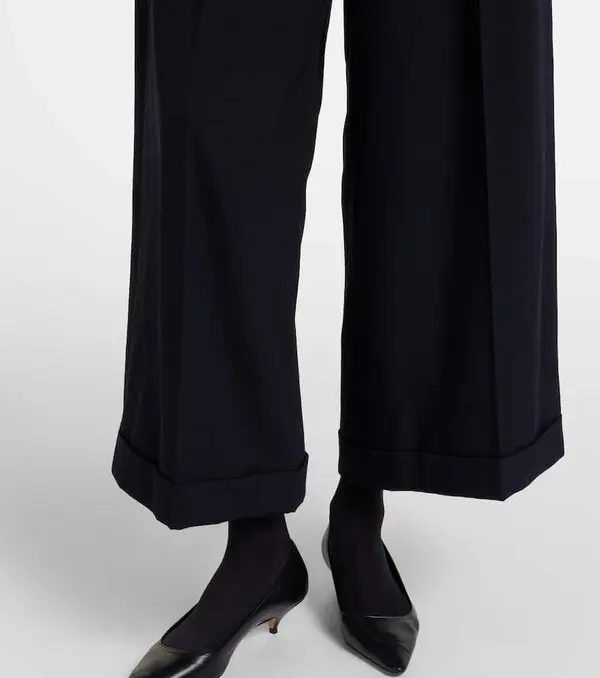 THE ROW Lior Wide-leg Wool Gabardine Trousers - Black