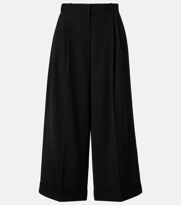 THE ROW Lior Wide-leg Wool Gabardine Trousers - Black