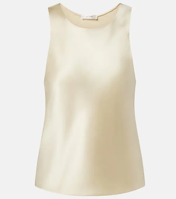 THE ROW Faustino Silk Satin Top - White