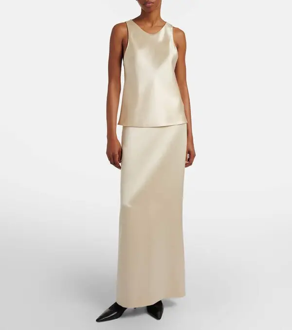 THE ROW Faustino Silk Satin Top - White