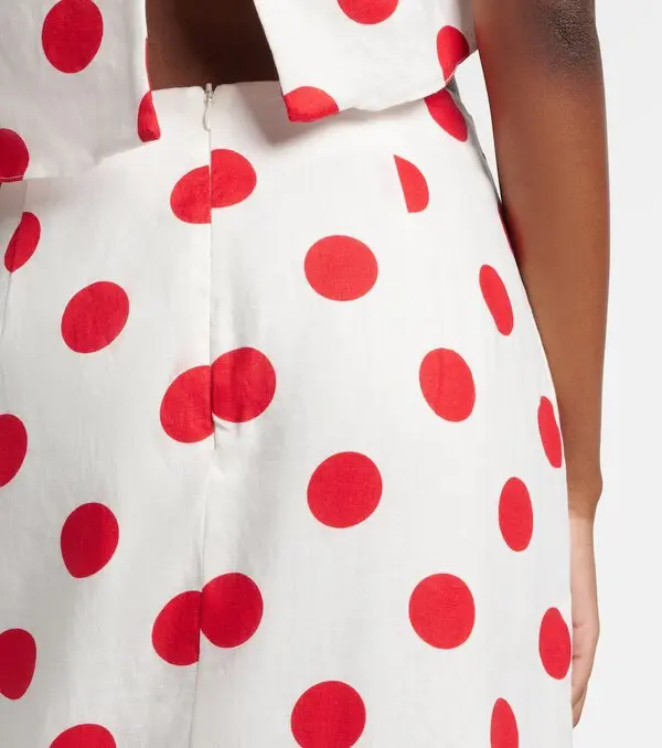 CALA DE LA CRUZ Bruna Polka-dot Linen Maxi Skirt - White