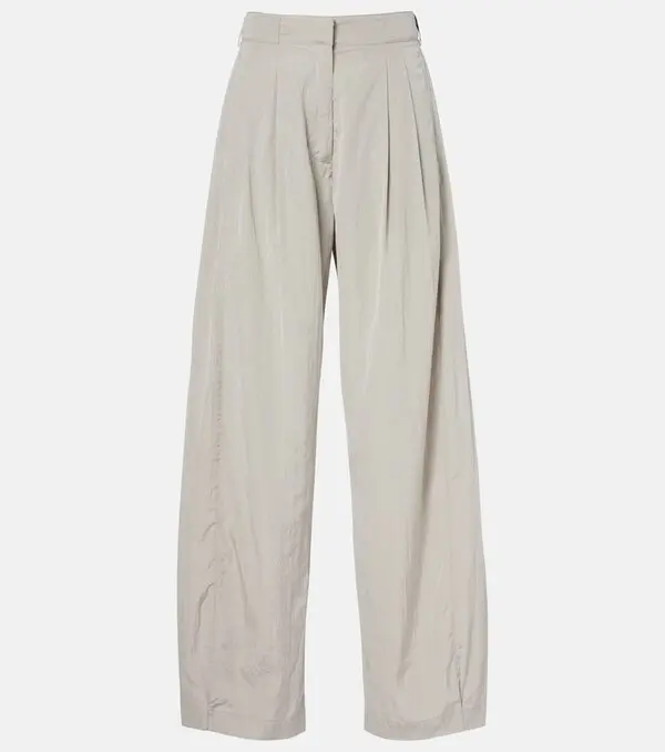THE ROW Pleated Wide-leg Silk-blend Pants - Grey