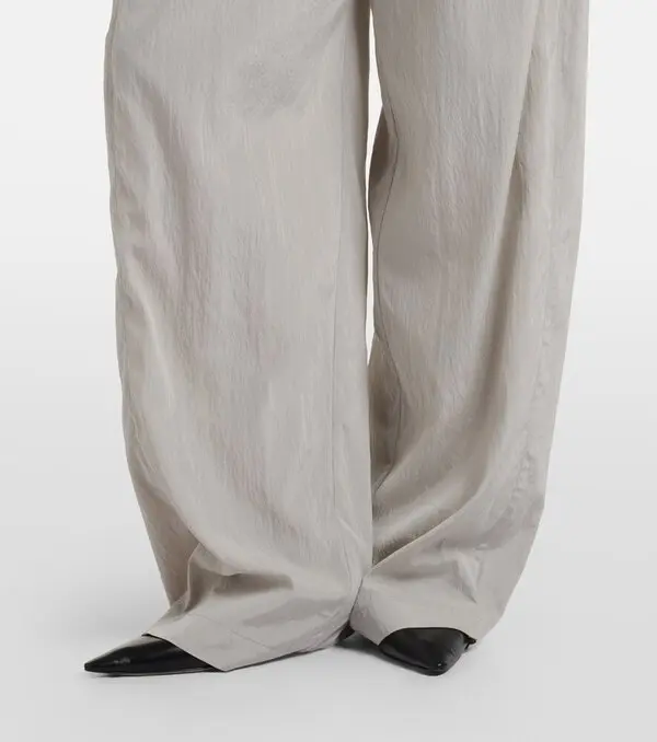THE ROW Pleated Wide-leg Silk-blend Pants - Grey