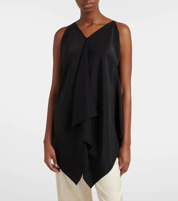 THE ROW Semir Silk Satin Top - Black