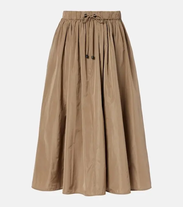Max Mara Lonza Taffeta Midi Skirt - Brown