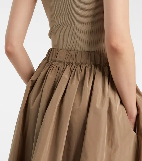 Max Mara Lonza Taffeta Midi Skirt - Brown