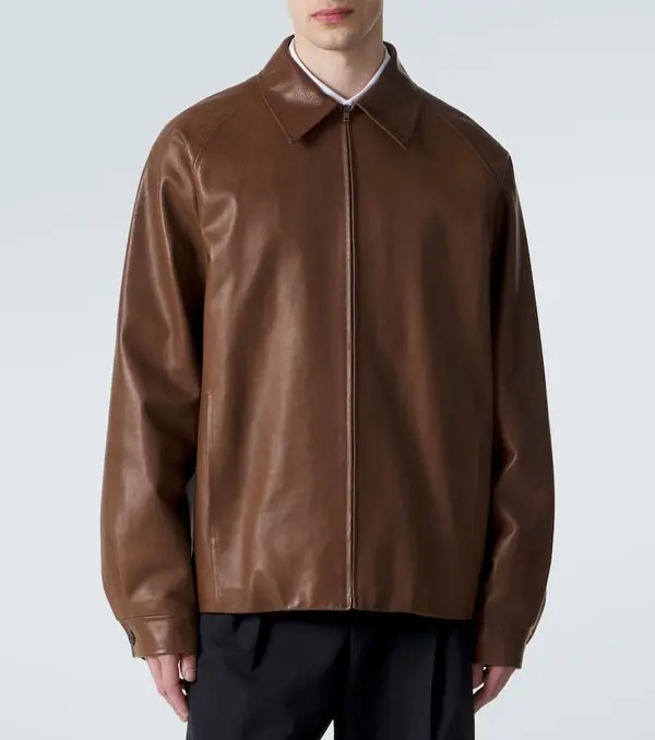 THE ROW Mount Leather Jacket - Brown