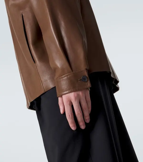 THE ROW Mount Leather Jacket - Brown