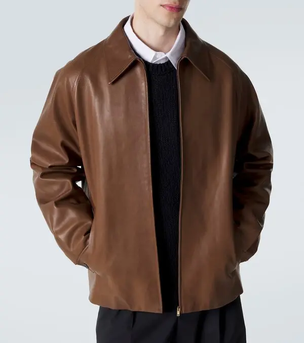 THE ROW Mount Leather Jacket - Brown