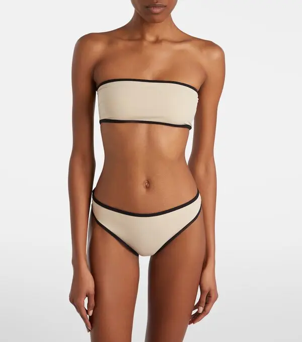 TOTEME Stripe Edge Strapless Bikini Top - Brown