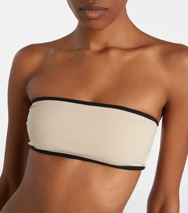 TOTEME Stripe Edge Strapless Bikini Top - Brown