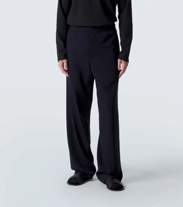 THE ROW Ari Wool Wide-leg Trousers - Blue