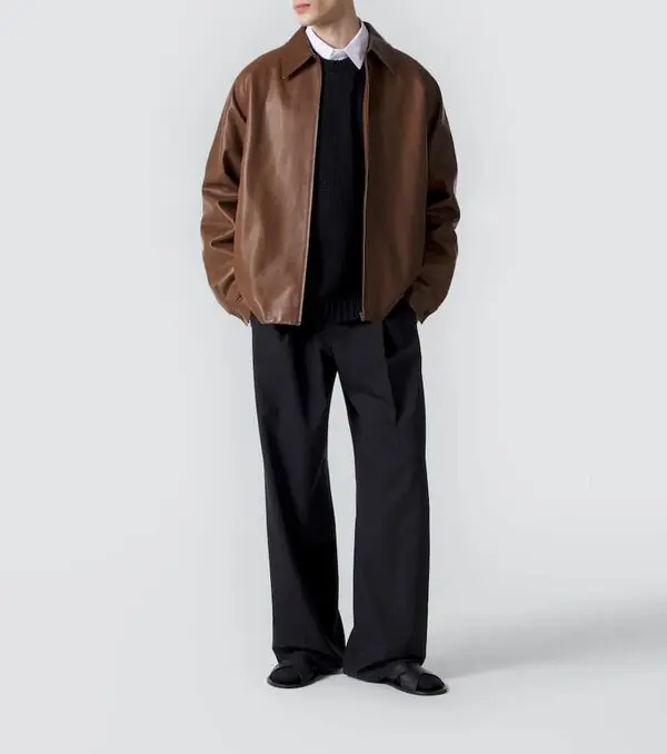 THE ROW Mount Leather Jacket - Brown