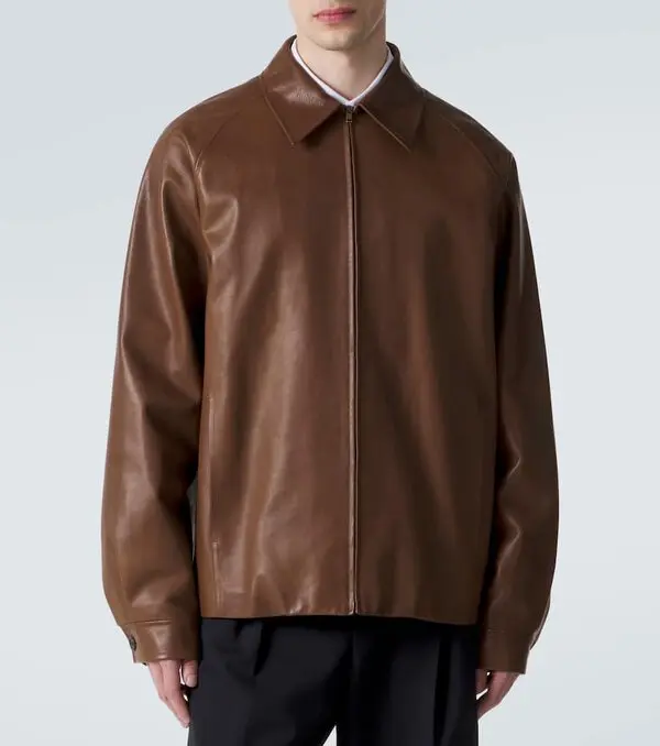 THE ROW Mount Leather Jacket - Brown